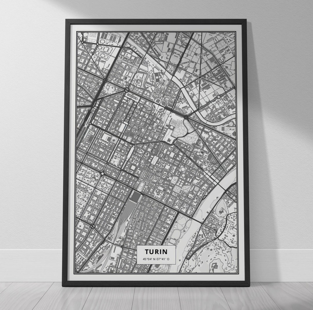TURIN Map Physical Paper Poster, Premium Turin City Poster Wall Art ...