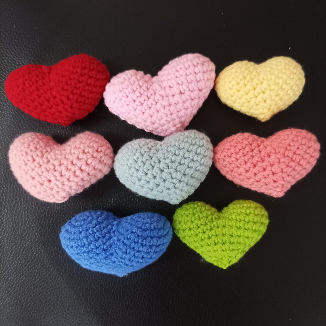 Hand Knitted Crochet Heart Cute 5 X 3cm Crochet Heart Gift - Etsy