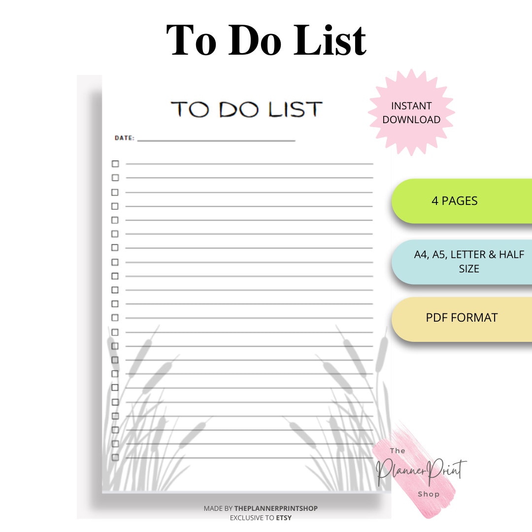 Minimalist Country to Do List Printable Planner, to Do List, Schedule ...