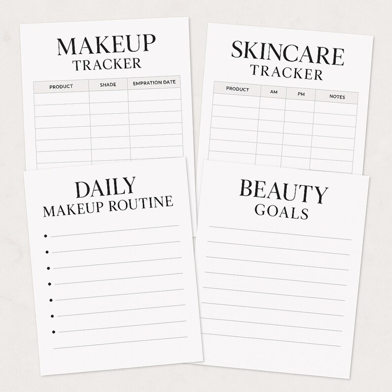 Beauty Care Tracker Kit | Printable Makeup & Skincare Routine PDF ...