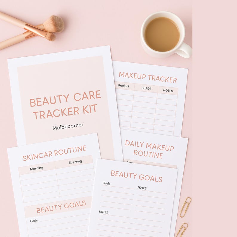 Beauty Care Tracker Kit | Printable Makeup & Skincare Routine PDF ...