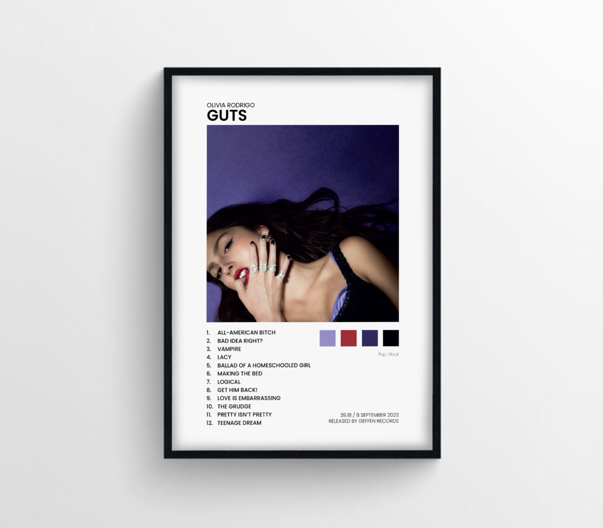 GUTS - Olivia Rodrigo - Album Cover Poster sold by Protection Allene ...
