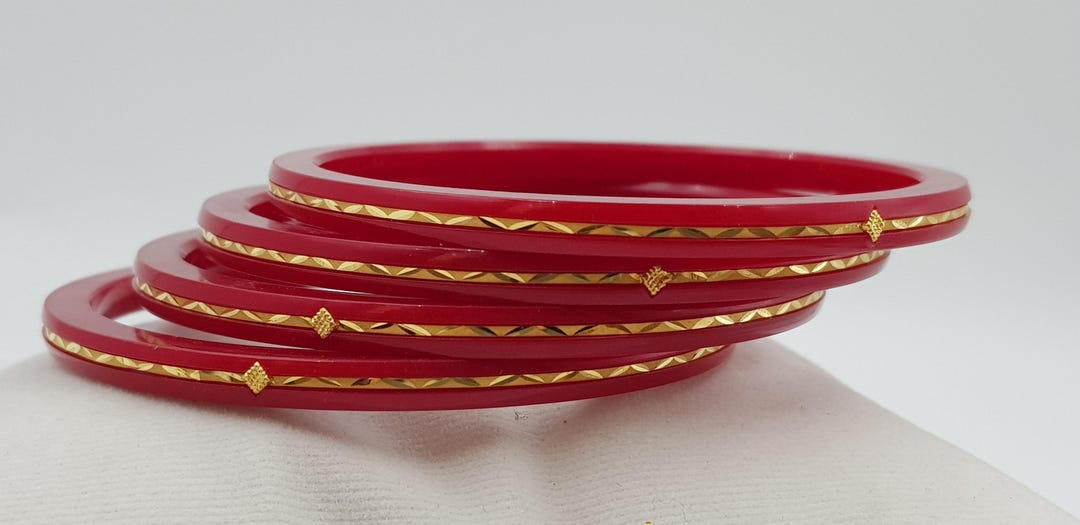 Gorgeous 22K Gold 4pc Bangle Bracelet Plastic Chudi Women Wedding ...