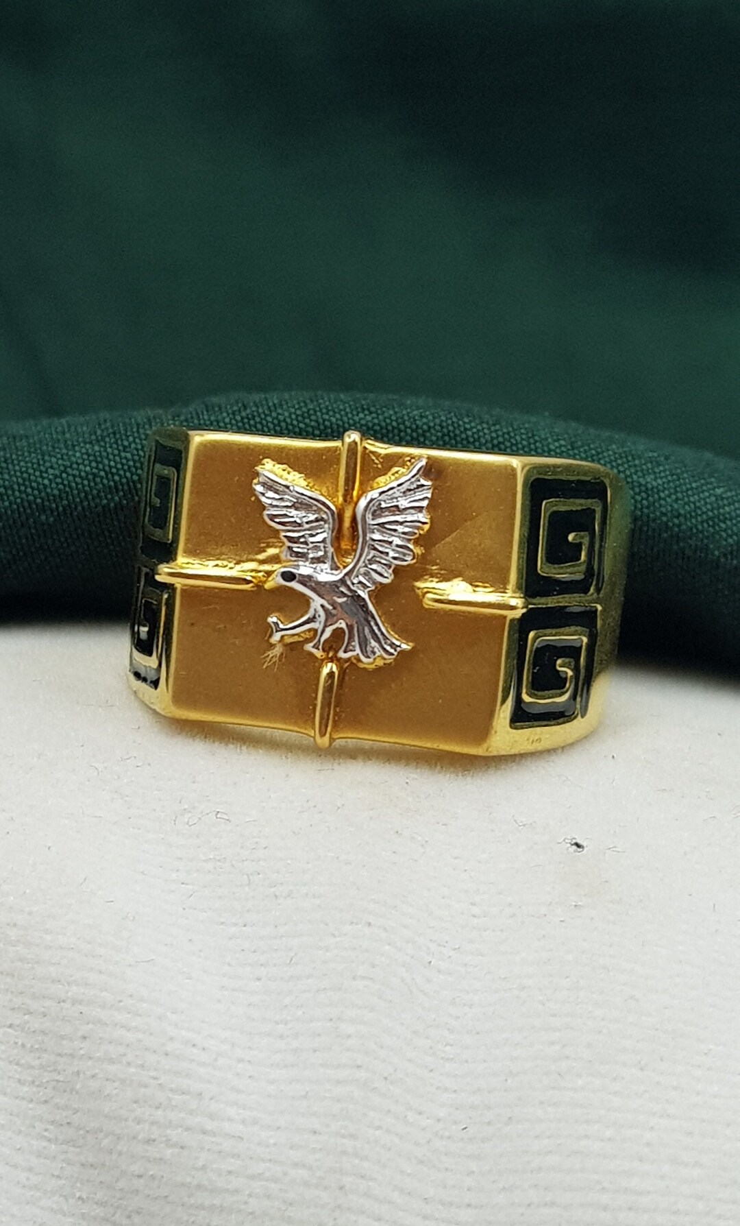 Classic Eagle 22K Gold Rings Men Ring With Rhodium Hollow Men Ring Real ...