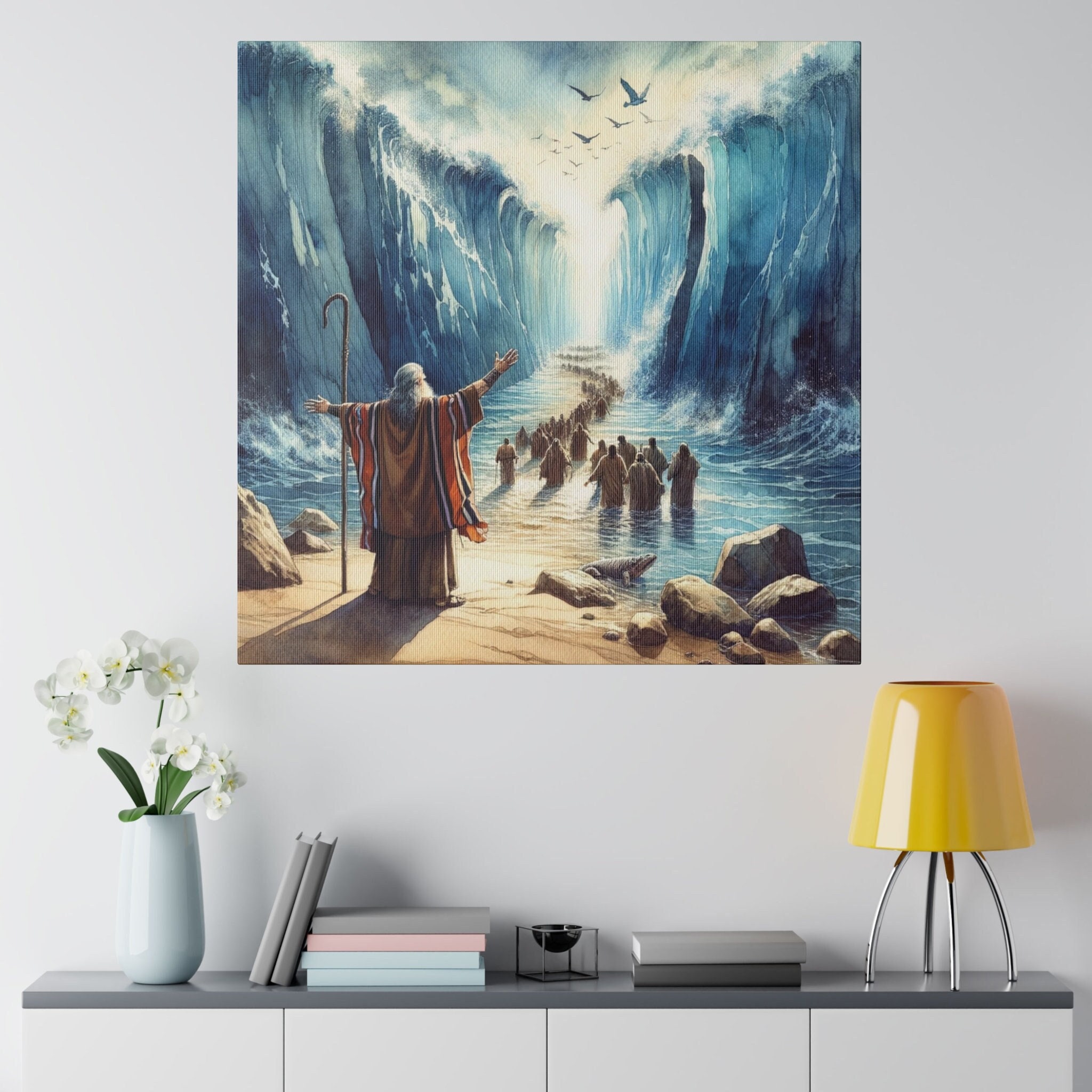 Moses Red Sea Canvas | Exodus Wall Art | Bible Decor | Miracle Gift - Etsy