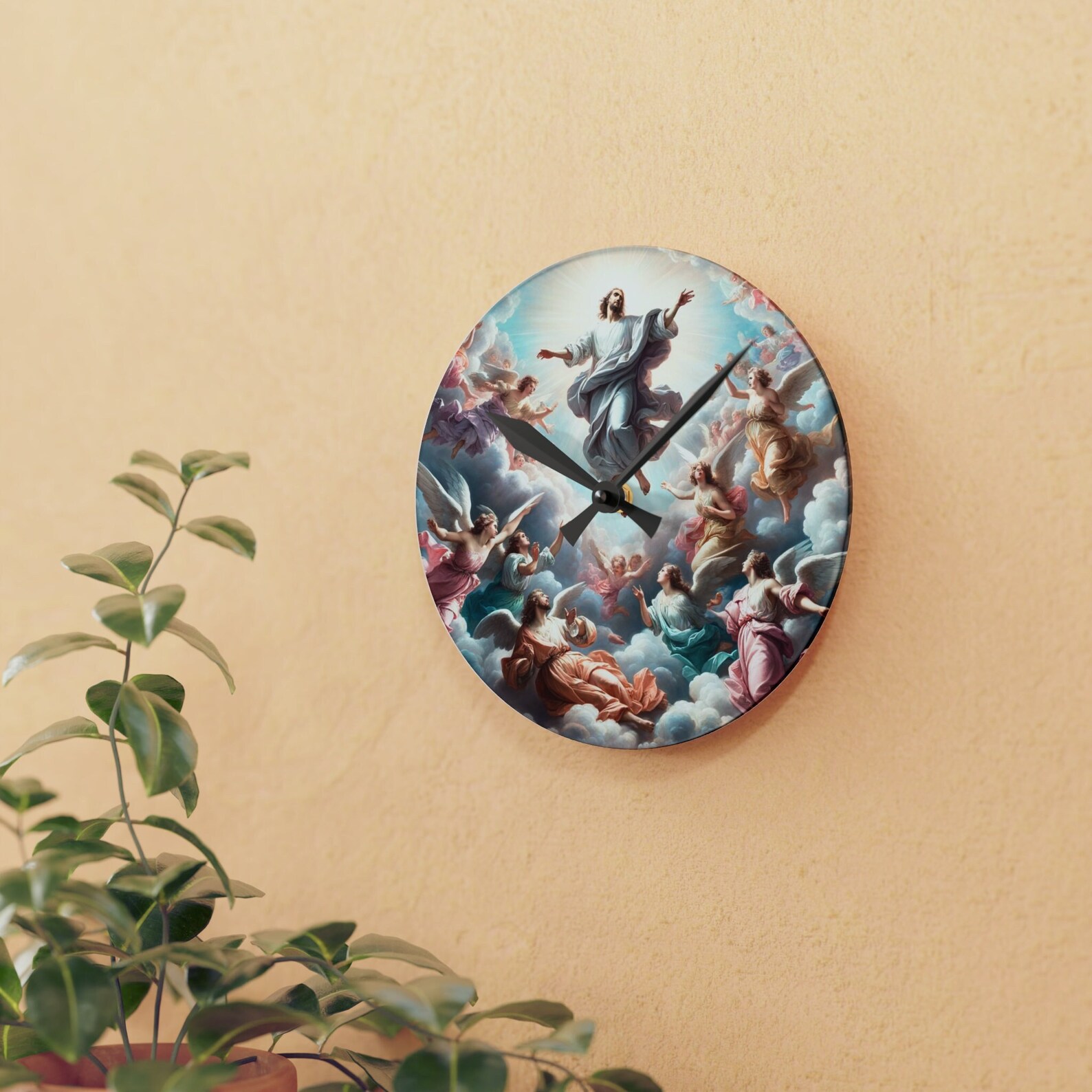 The Ascension Wall Clock Rococo Bible Time Pei Catholic Home Décor ...