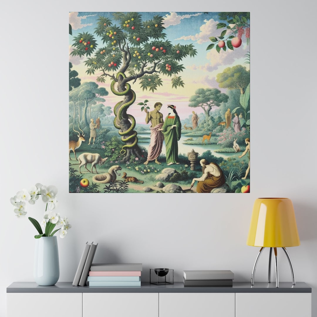 Adam & Eve Canvas | Eden Wall Art | Genesis Decor | Bible Gift - Etsy
