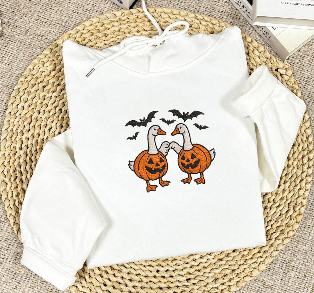 Embroidered Spooky Goose on the Loose Sweatshirt – Funny Halloween ...
