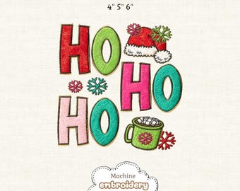 Ho Ho Ho Christmas Embroidery Design, Santa Reindeer Elf Letters With ...