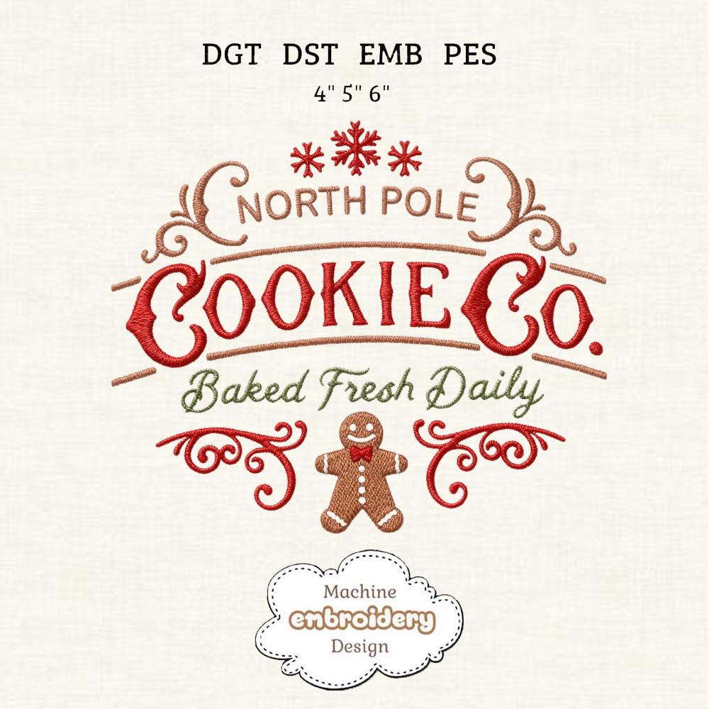 North Pole Cookie Co Gingerbread Embroidery Design, Christmas Vibes ...