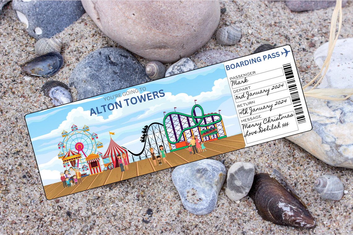 Personalised Custom Alton Towers Theme Park Surprise Reveal Ticket - Etsy