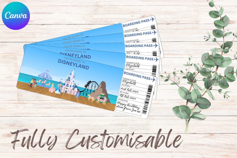 Personalised Custom Disneyland Theme Park Surprise Reveal Ticket - Etsy