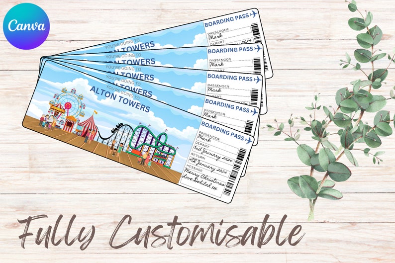 Personalised Custom Alton Towers Theme Park Surprise Reveal Ticket - Etsy