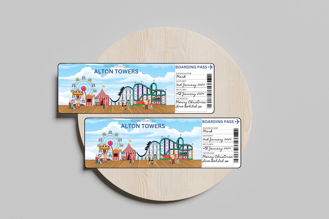 Personalised Custom Alton Towers Theme Park Surprise Reveal Ticket - Etsy