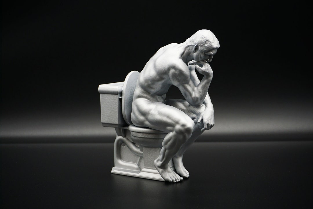The Thinker on Toilet Sculpture - Funny Bathroom Decor - Restroom ...