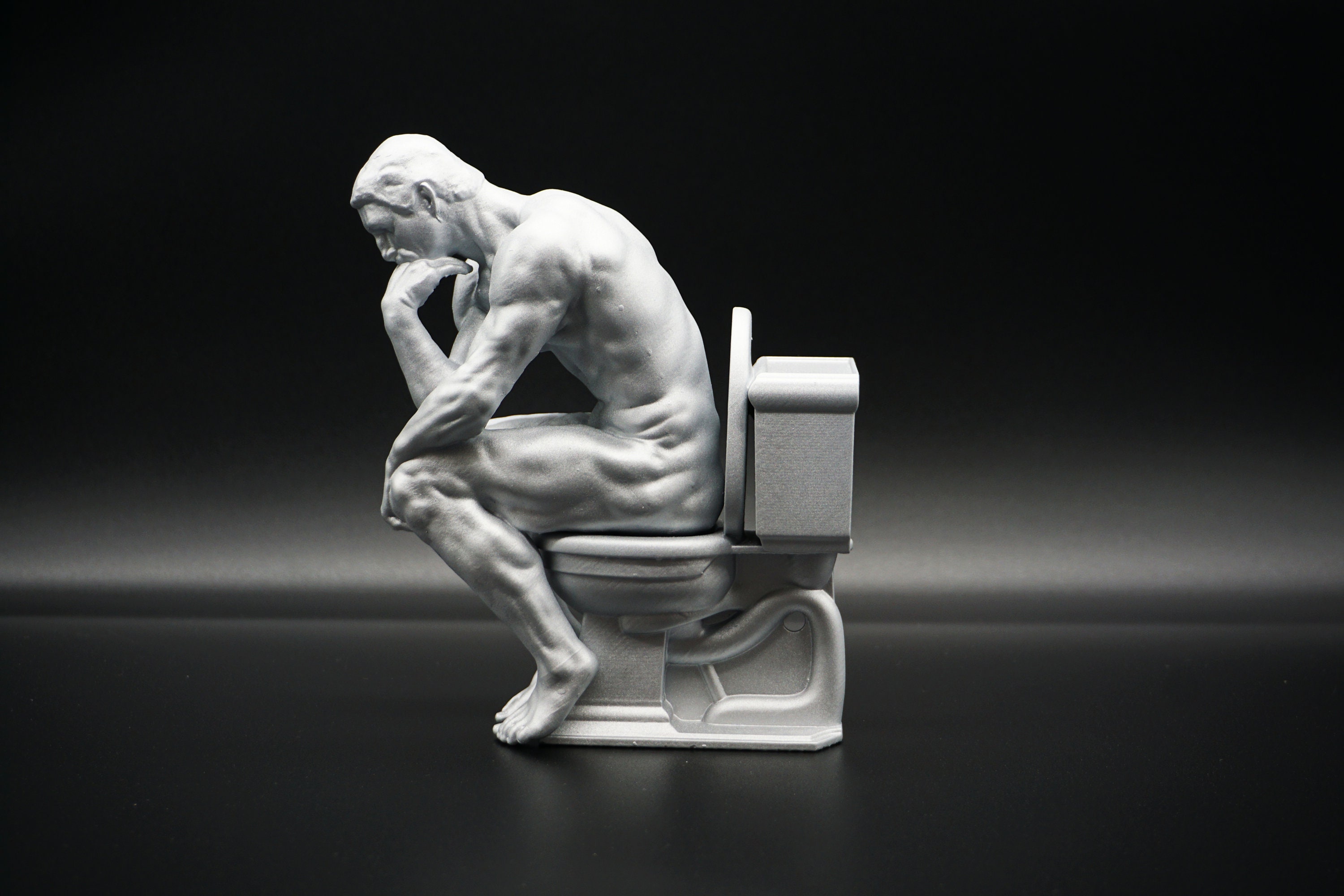 The Thinker on Toilet Sculpture - Funny Bathroom Decor - Restroom ...