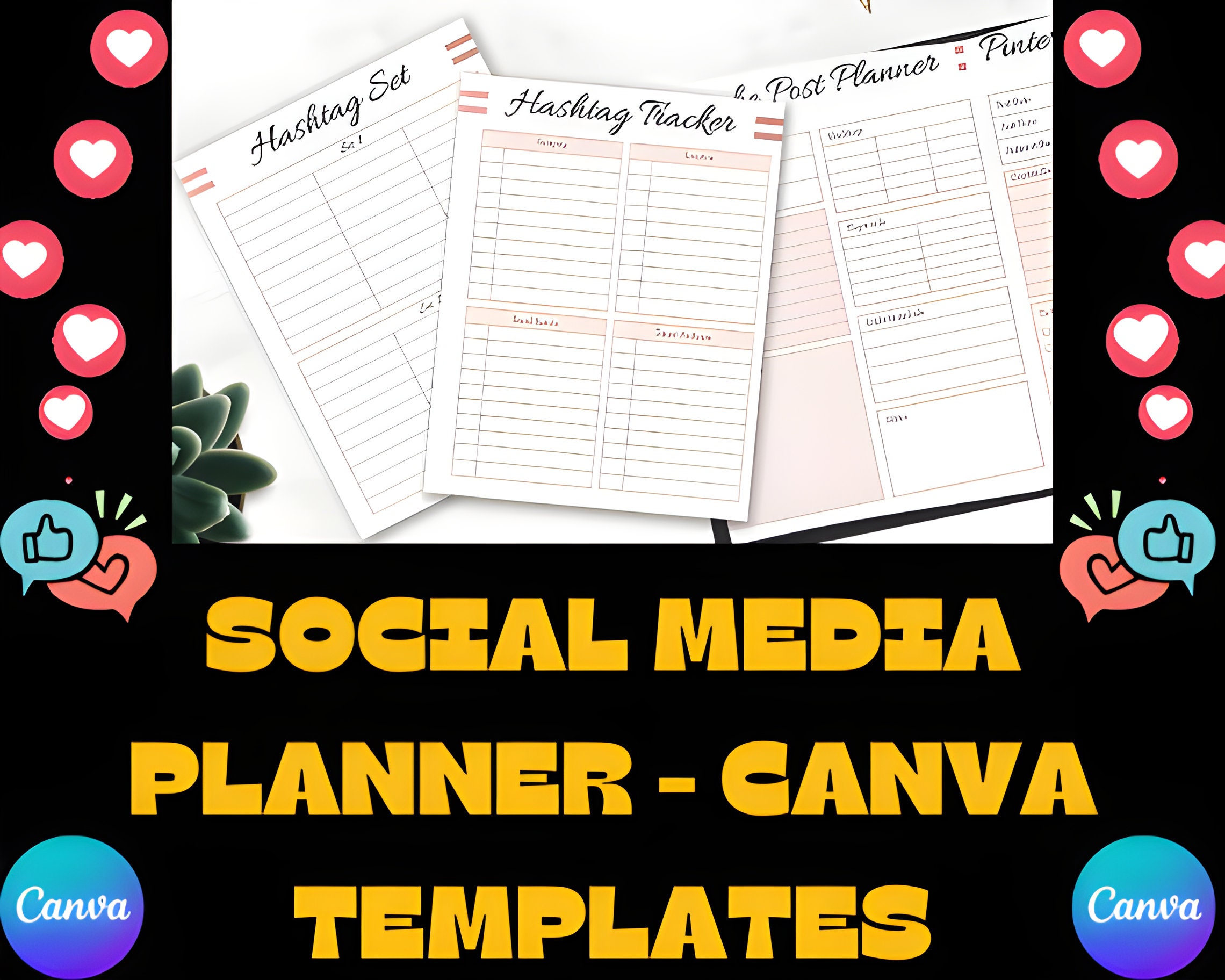 Social Media Planner Printable Digital Canva Template - Etsy