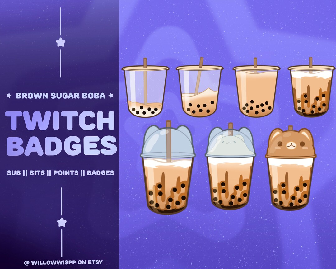 Brown Sugar Boba Sub Badge, Discord Roles Bits, Cute Boba Channel Point ...
