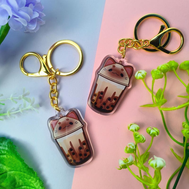 Resin Bubble Tea Keyring - Etsy