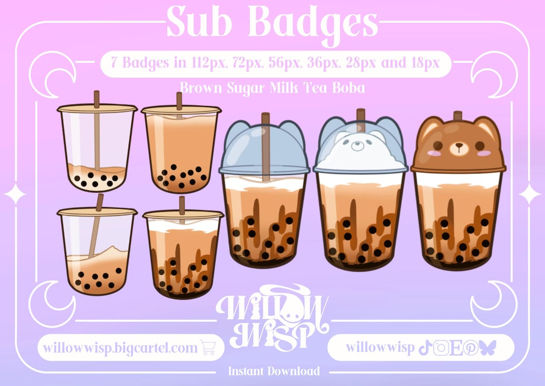 Brown Sugar Boba Sub Badge, Discord Roles Bits, Cute Boba Channel Point ...