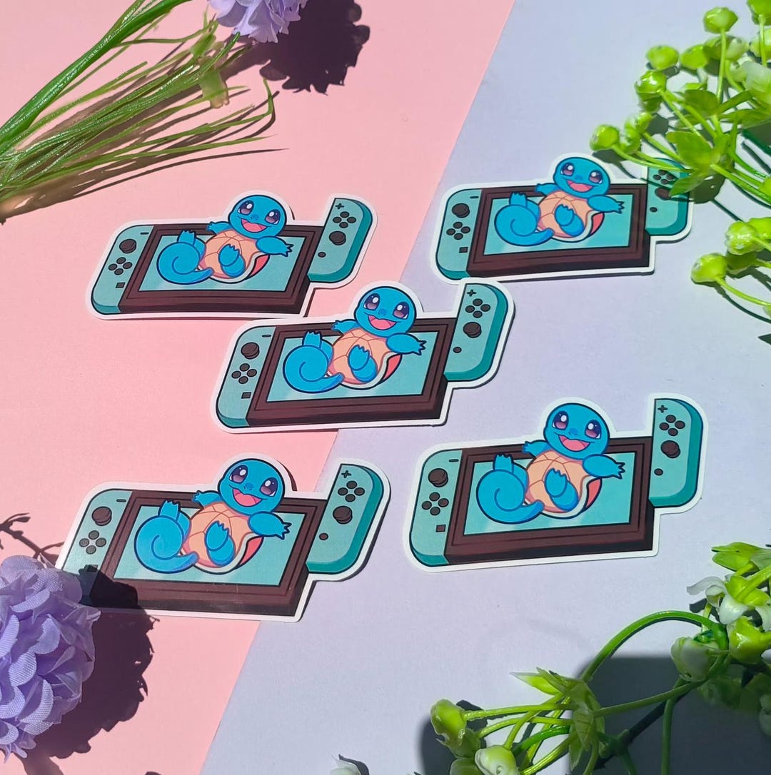 Switch Console Blue With Poke Sticker, Switch Sticker, Aesthetic ...