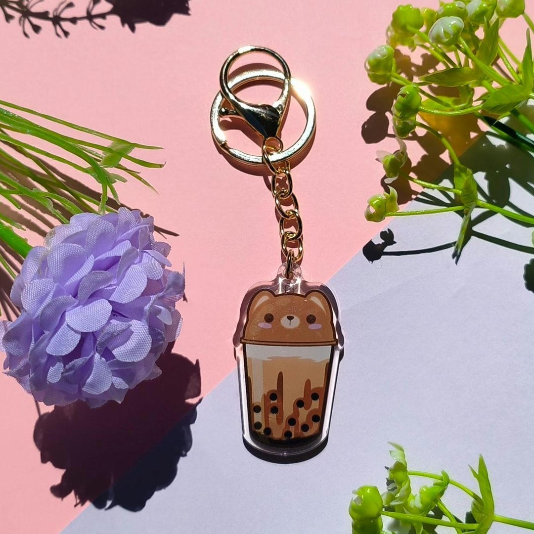 Bear Brown Sugar Milk Tea Boba Keychain, Bear Keychain, Boba Keychain ...