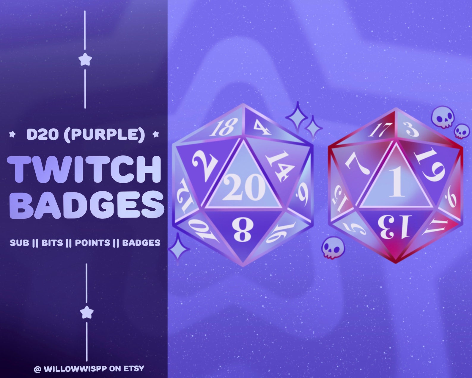 Purple D20 Sub Badge, Discord Roles Bits, Twitch Emote, Channel Point ...