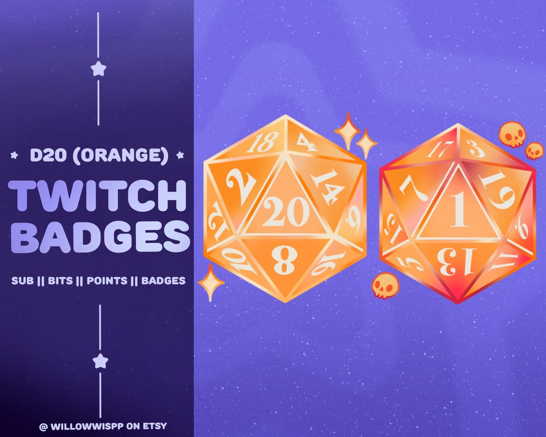 Orange D20 Sub Badge, Discord Roles Bits, Twitch Emote, Channel Point ...