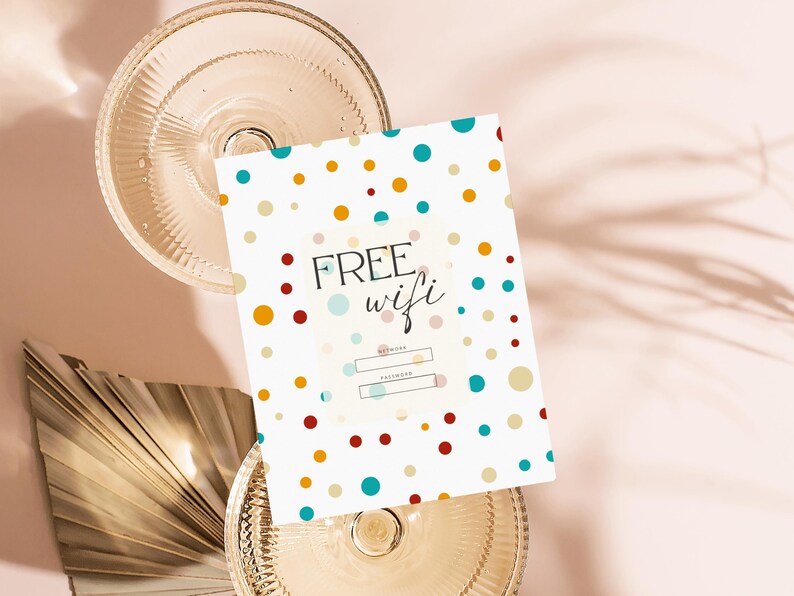 Printable Wi-fi Password Sign Colorful Polka Dot Free Wi-fi Sign ...