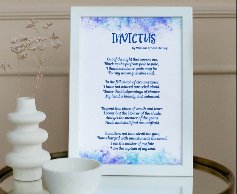 Invictus Poem Poster in French Digital Art Print - Etsy