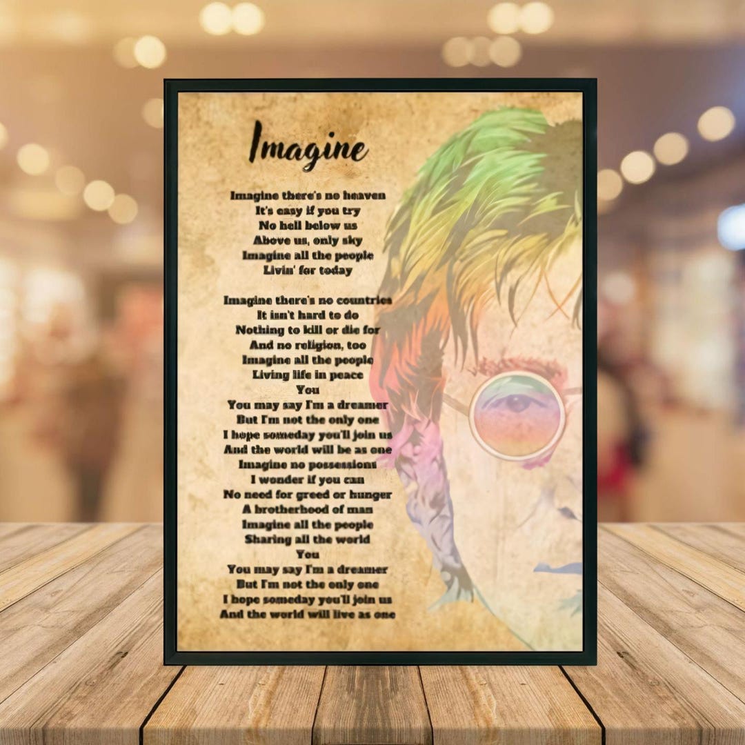 John Lennon Poster Imagine Song Lyrics - Etsy