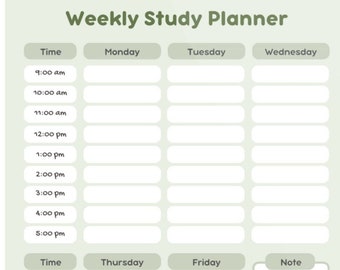 Printable Weekly Study Planner - Etsy