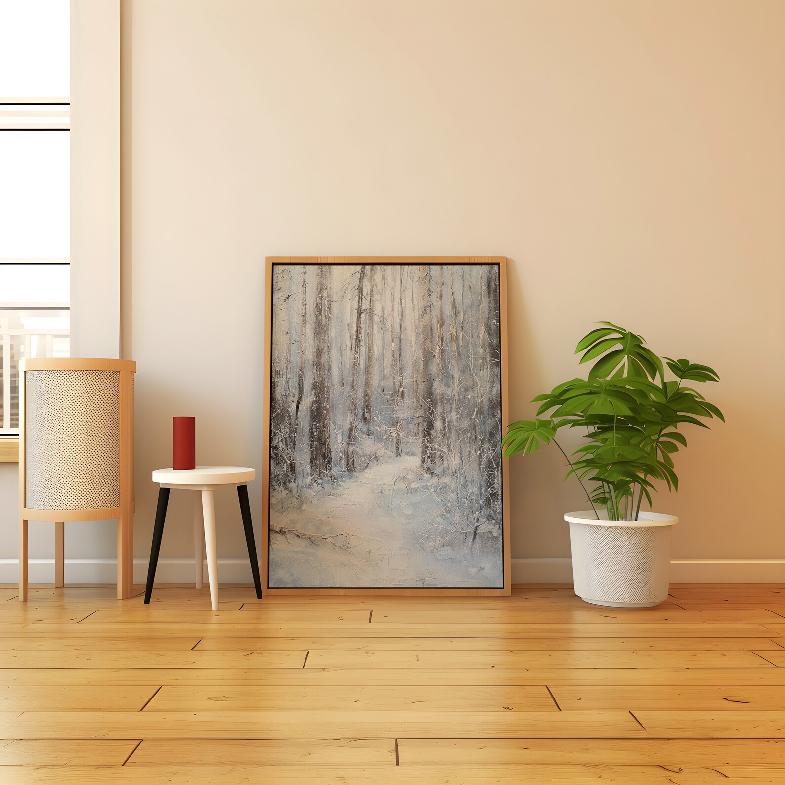 Icy Forest Stroll, Digital Art Print, Muted Colors Oil Painting ...