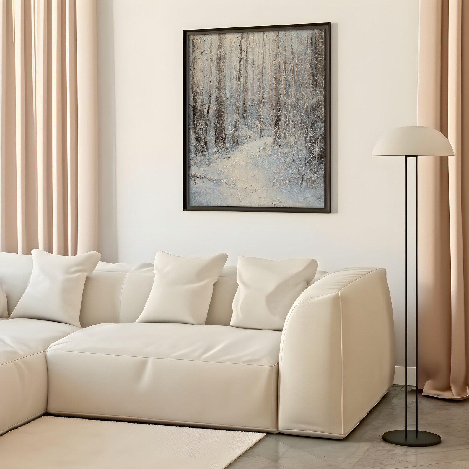 Icy Forest Stroll, Digital Art Print, Muted Colors Oil Painting ...