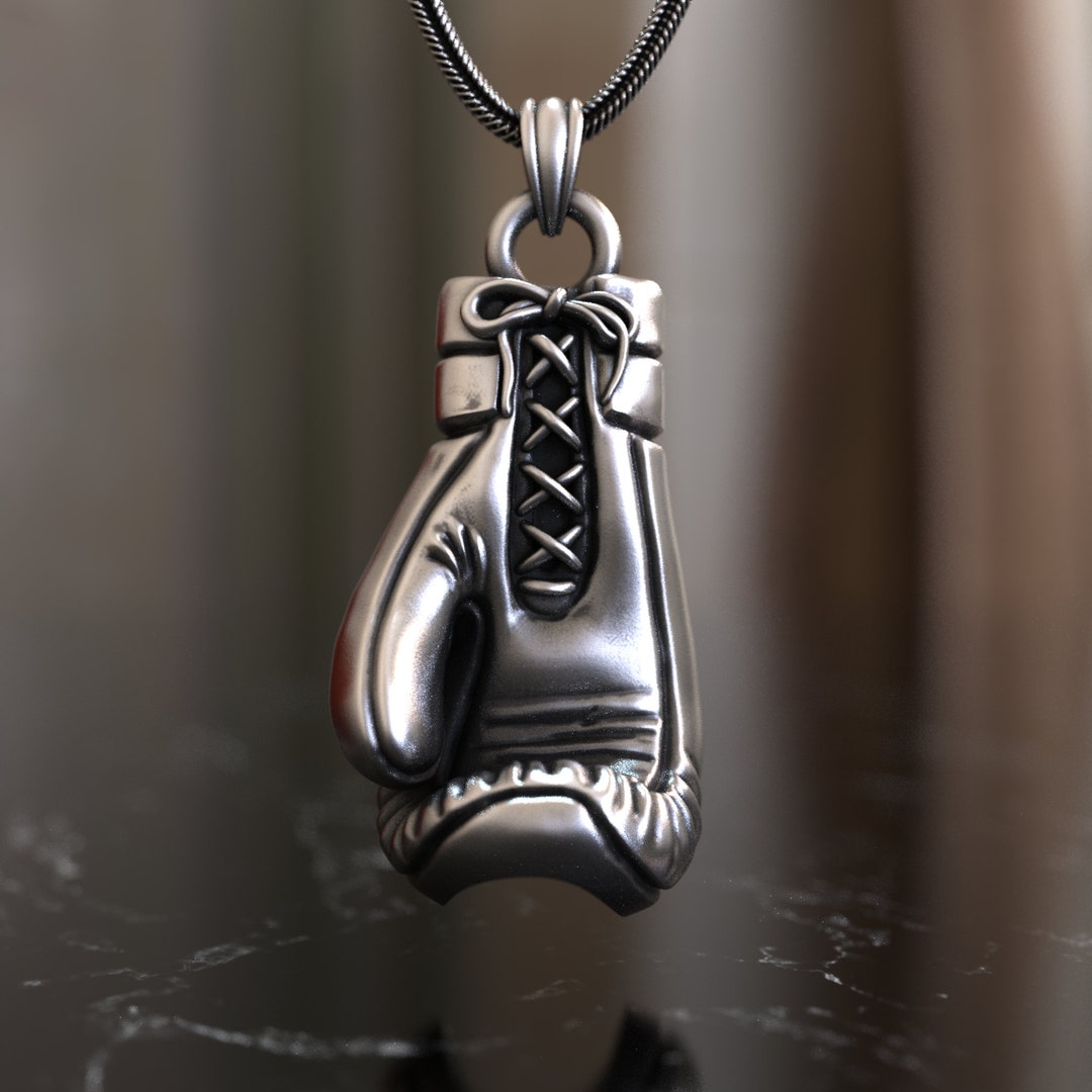 Unique 925 Sterling Silver Boxing Glove Necklace, Handmade Sports ...
