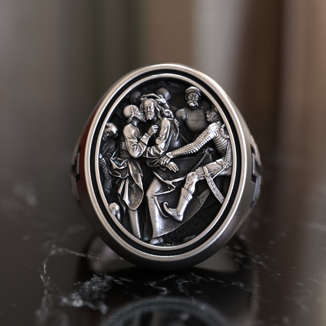 Exquisite Crucifixion of Jesus Christ Ring, 925 Sterling Silver Ring ...