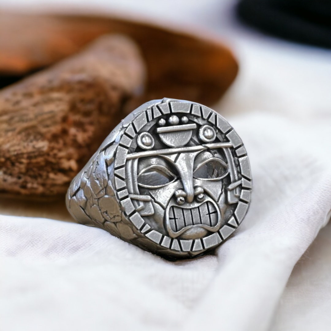 Unique Aztec Totem Mask Ring 925 Sterling Silver Ring - Etsy