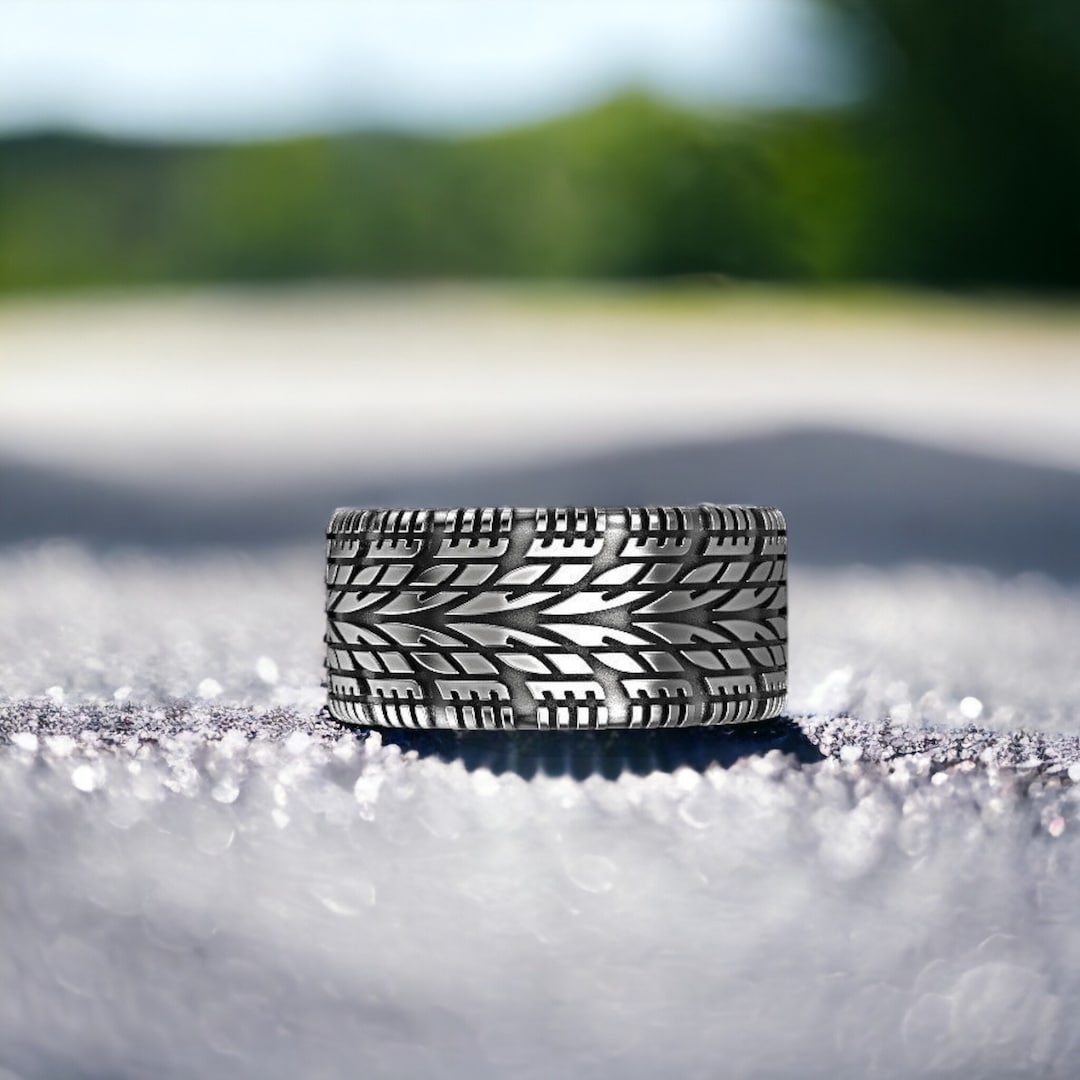 Unique 925 Sterling Silver Car Tire Ring, Authentic Automotive-inspired ...