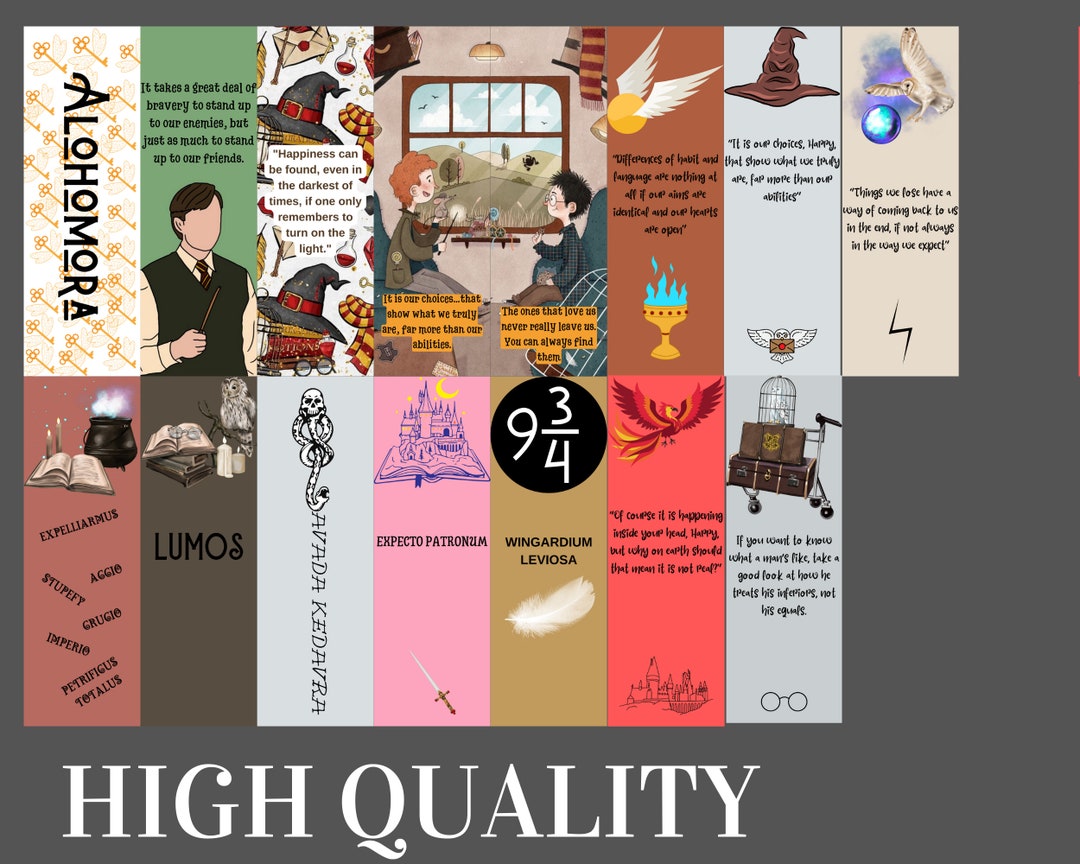 HP Bookmark Magic Art Cute Bookmark Book Lovers printable Bookmarks - Etsy