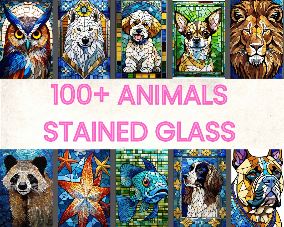 100 Stained Glass Animals Bundle PNG High-resolution Commercial Use - Etsy