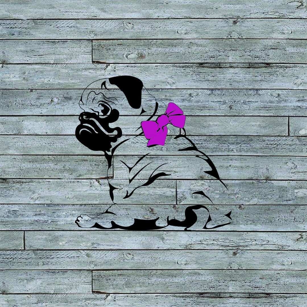 Pug SVG, Silhouettes Dxf, Dog SVG Files for Cricut, Mops Clipart, Dog ...