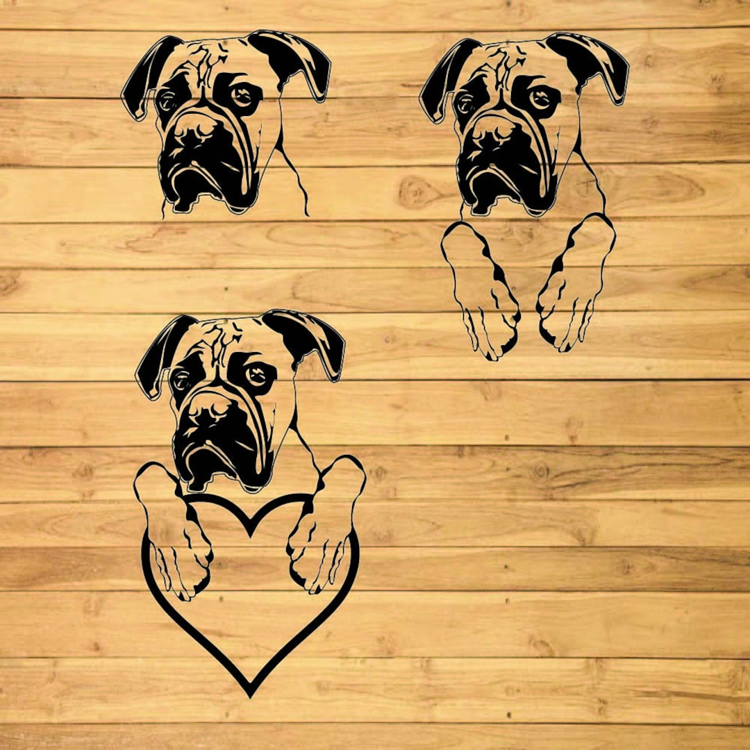 Boxer Dog Svg Bundle, Dog Breed, Boxer Dad, Cute Animal Face, Head ...
