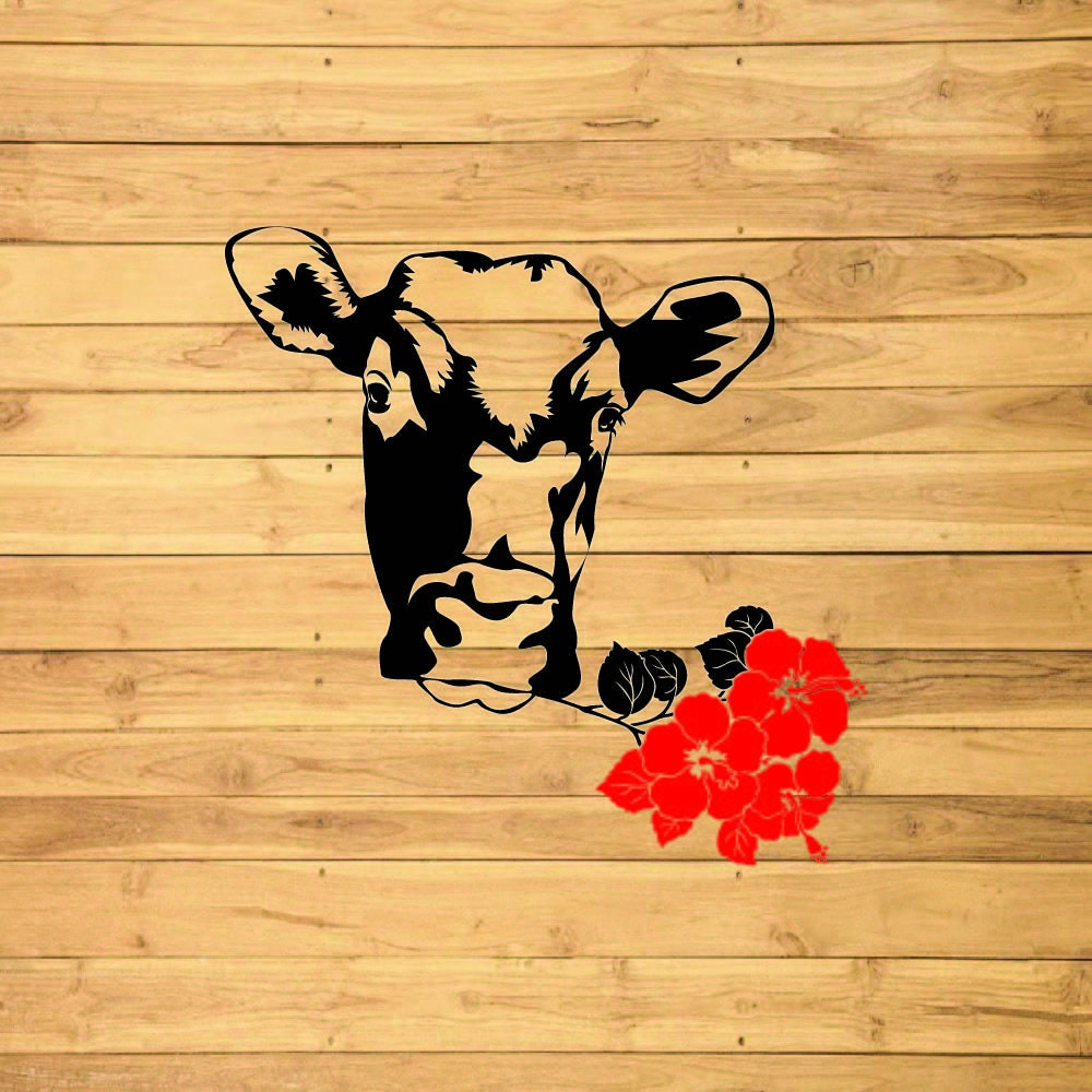 Cow Svg Cut Filecow in a Floral Wreath Heifer Svg - Etsy