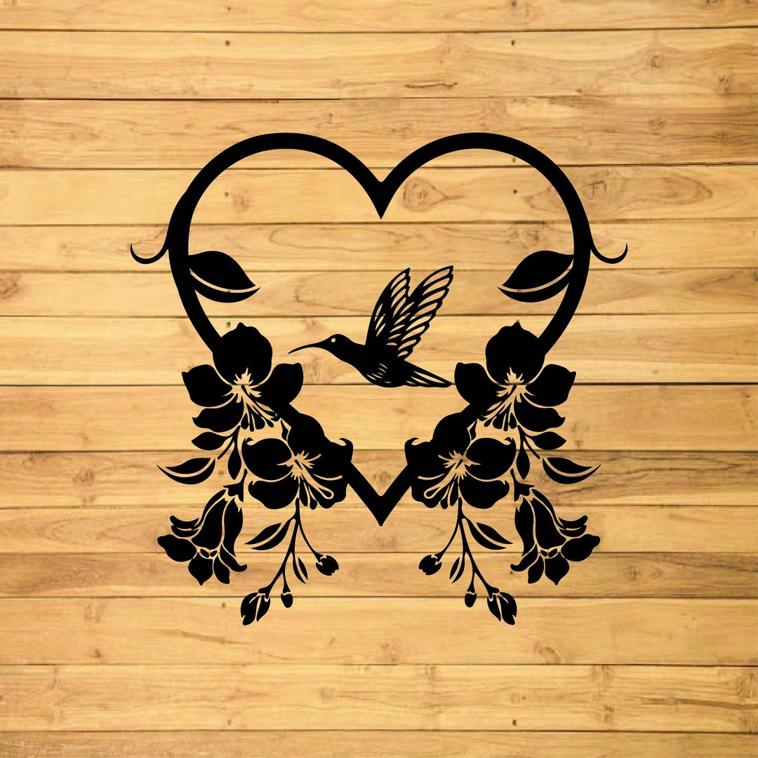 Hummingbird Flowers Heart Svg File | Florals Svg | Hummingbird Clipart ...