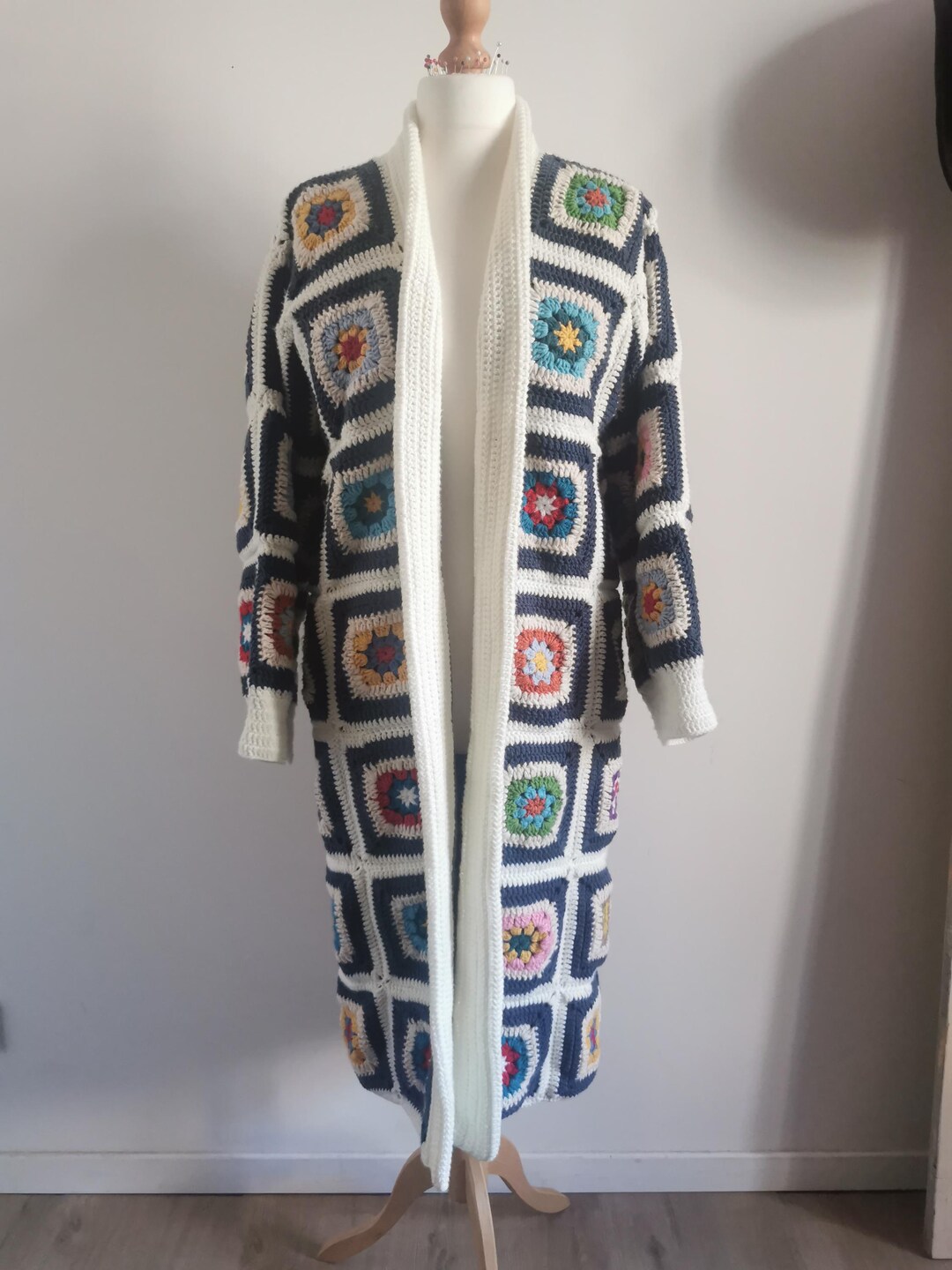 Oversized Crochet Granny Square Coat With Cotton Lining Unique Piece ...