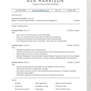 2024 Simple Resume Template PDF Word - Etsy