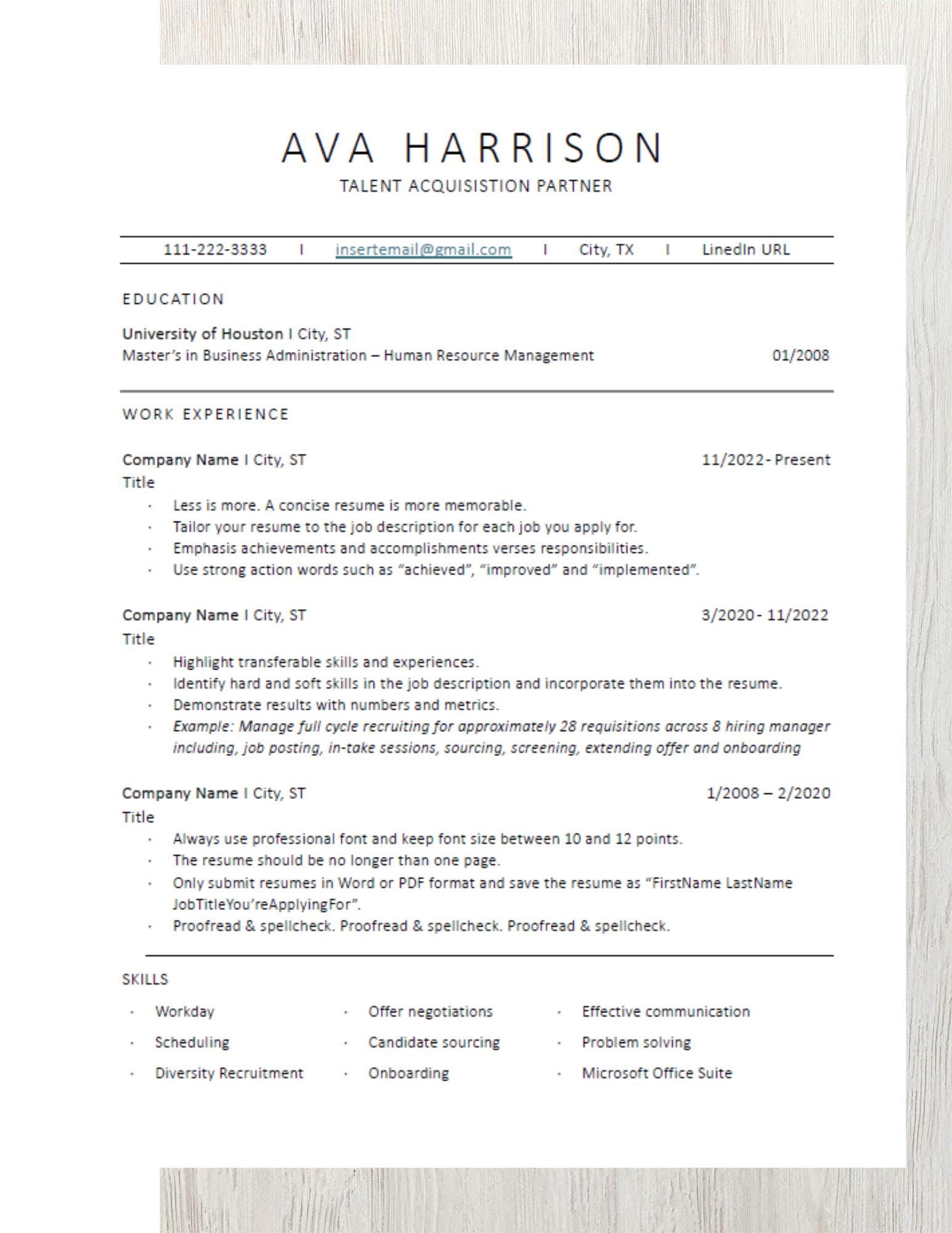 2024 Simple Resume Template PDF Word - Etsy