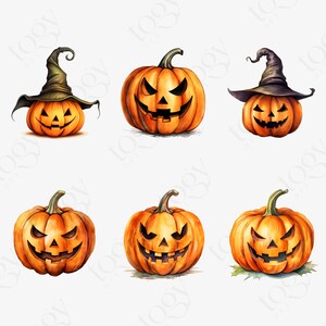 Jack O Lantern PNG, Pumpkin Face Clipart, Watercolor Halloween Pumpkin ...