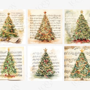 23 Digital Vintage Christmas Sheet Music Digital Paper, Scrapbook Paper ...