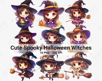 Cute Cartoon Halloween Scarecrows Clipart Bundle, Spooky Festive ...